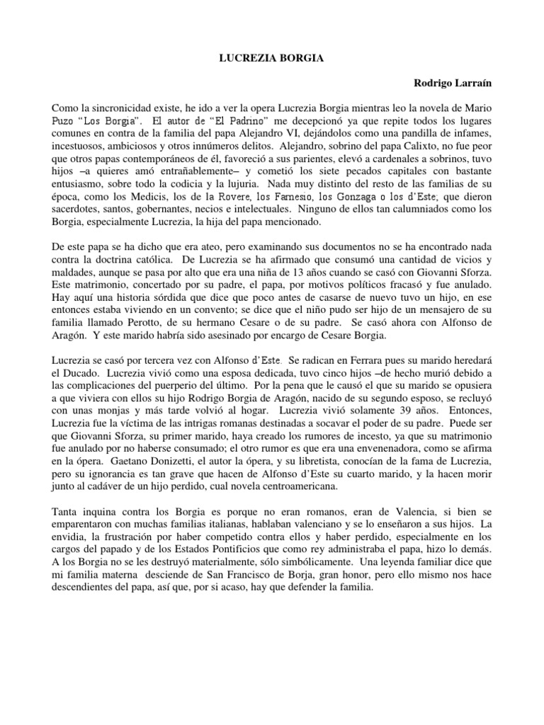 Lucrezia Borgia | PDF | Lucrezia Borgia | Papa