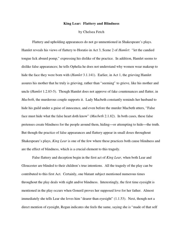 King Lear: Flattery and Blindness | PDF | King Lear | Hamlet