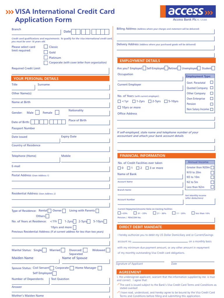 Visa International Application Form | PDF | Credit Card | Financial ...