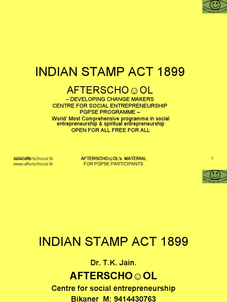 Indian Stamp Act 1899 Overview for PGPSE | PDF | Business