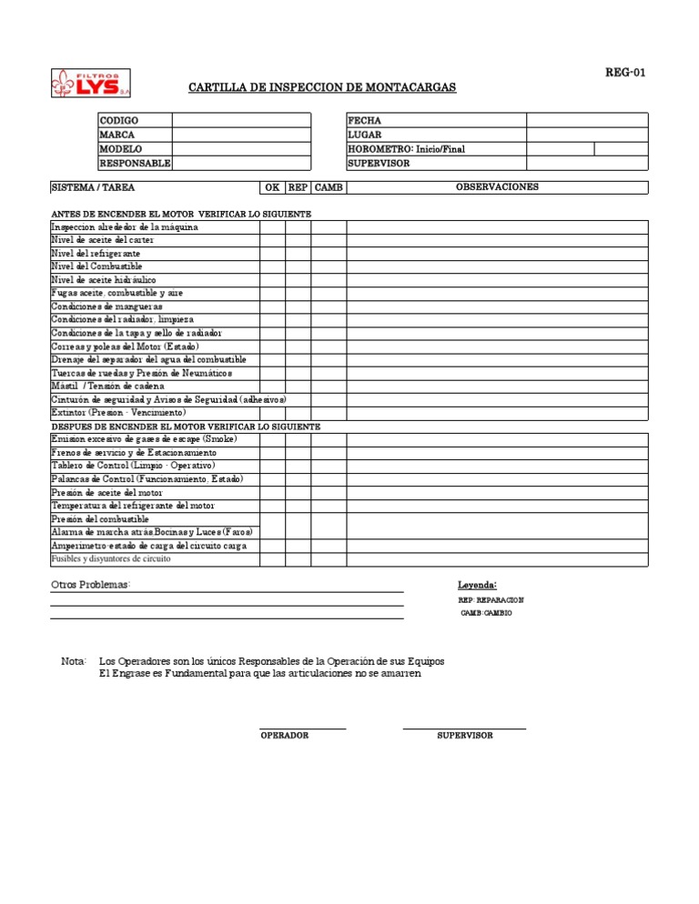 Check List Montacargas