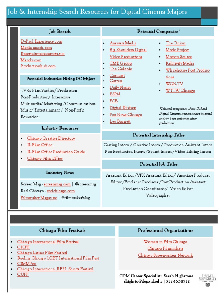 Digital Cinema - Job & Internship Search Resources | PDF | Computers