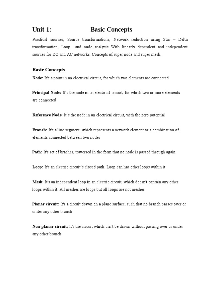 Network Analysis Ece 3rd Sem Vtu Unit 1 Basic Concepts