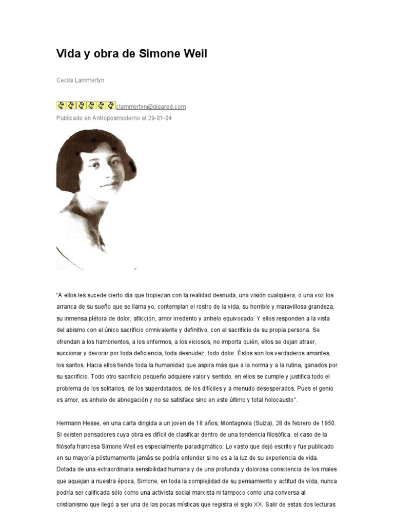 Vida y pensamiento de Simone Weil | PDF | Alemania nazi | Comunismo