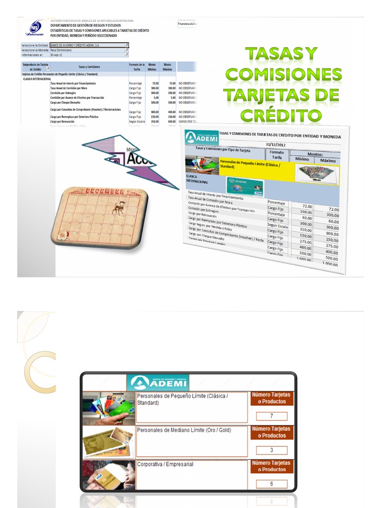 Tarjetas de Crédito Banco ADEMI: Tasas y Cargos | PDF | Cheque | Dinero