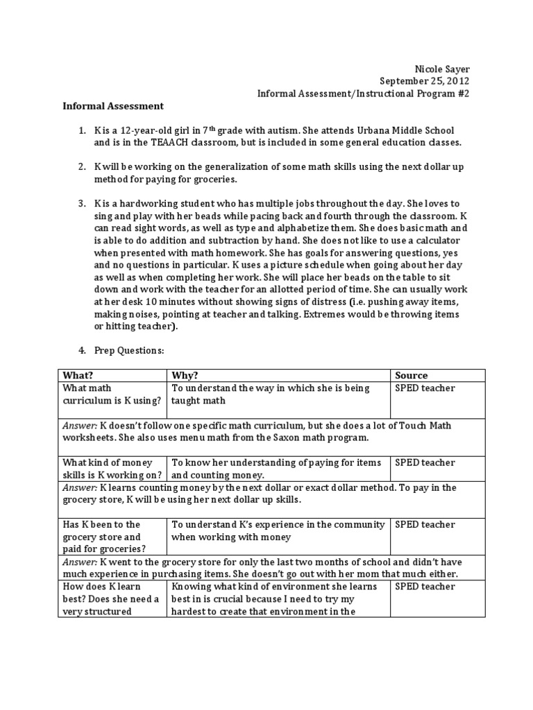 Informal Assessment | PDF | Reinforcement | Educational Assessment