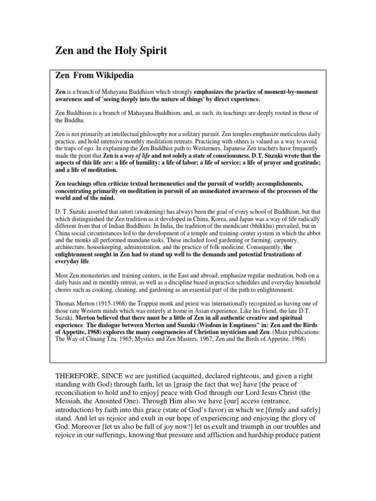 Zen and The Holy Spirit | Download Free PDF | Zen | Mysticism