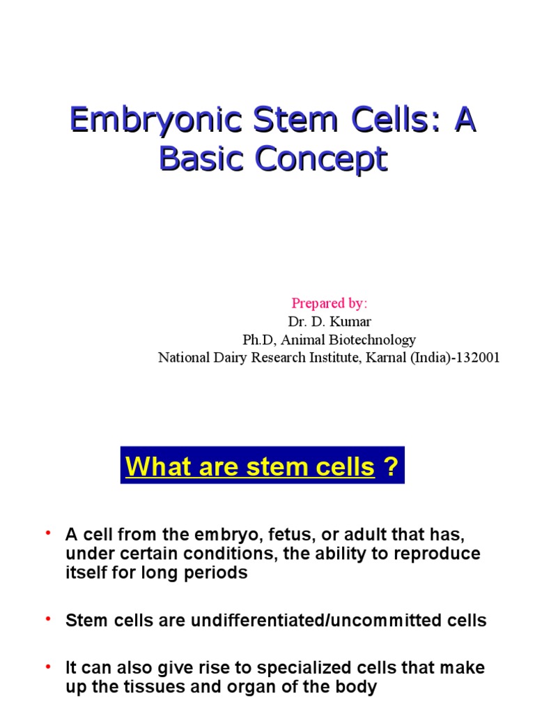 Embryonic StemcCells: A Basic Concept | PDF | Stem Cell | Cell Potency