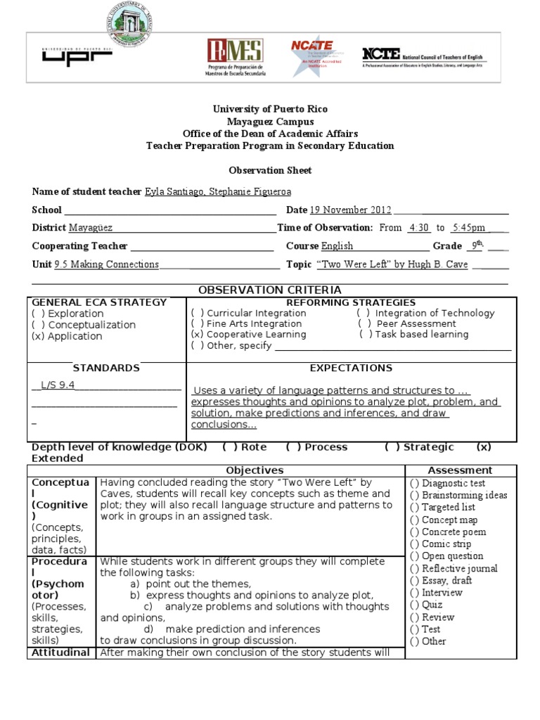 Lesson Plan Cooperative Learning | Educational Assessment | Lesson Plan