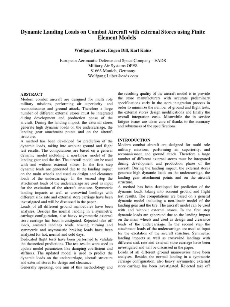 Combat Aircraft Landing Dynamics | PDF | Landing Gear | Aerodynamics