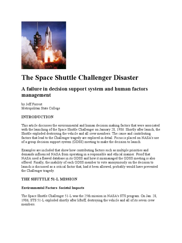 The Space Shuttle Challenger Disaster | PDF | Space Shuttle | Space ...