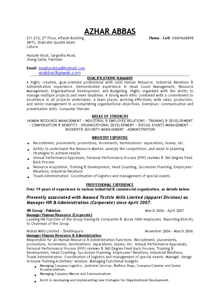 Azhar - Resume | Download Free PDF | Human Resource Management | Business