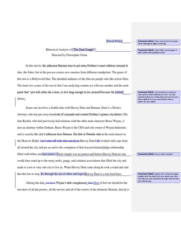 KA Response To The Dark Knight | PDF | Batman | Essays