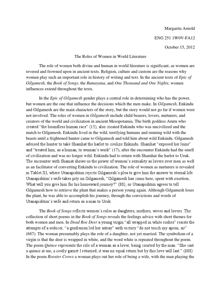 The Roles of Women in World Literature | PDF | Epic Of Gilgamesh | Sita