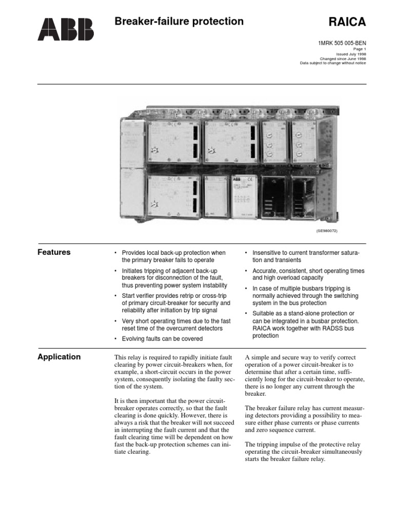 Breaker Failure Protection RAICA | PDF | Relay | Electric Power System