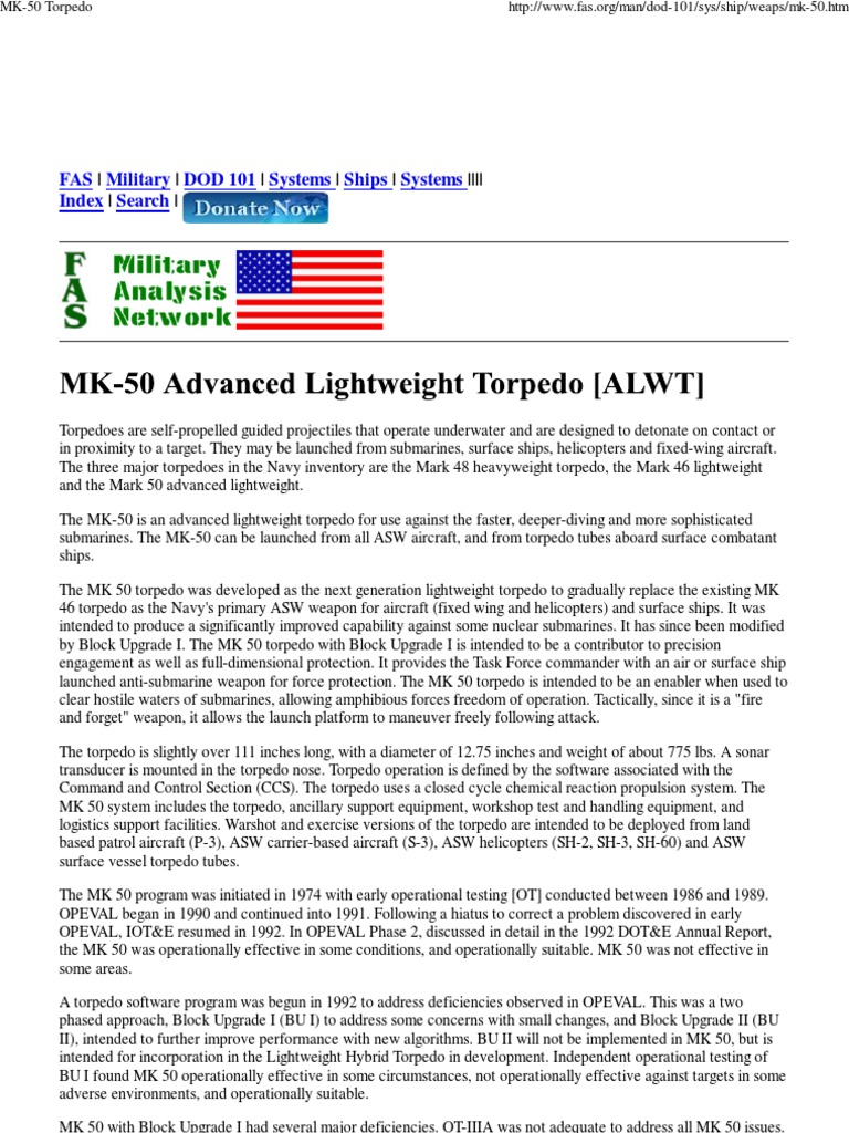 MK 50 Torpedo | Torpedo | Anti Submarine Warfare