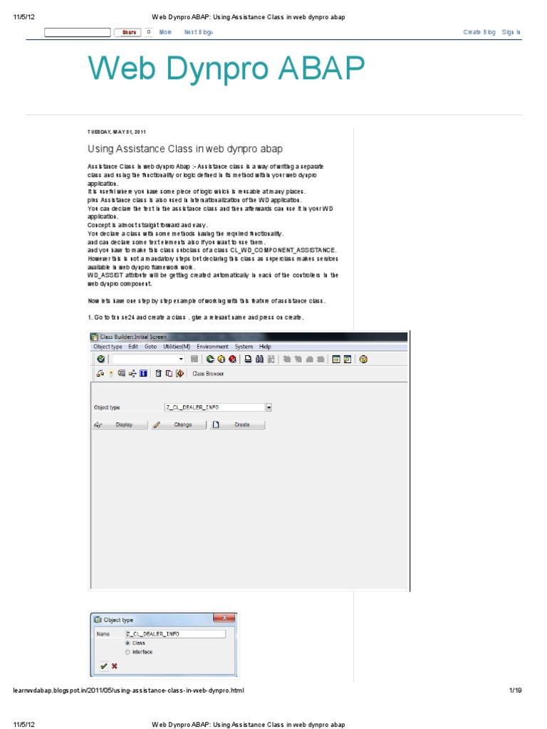 Web Dynpro Abap Using Assistance Class In Web Dynpro Abap Pdf Class Computer Programming