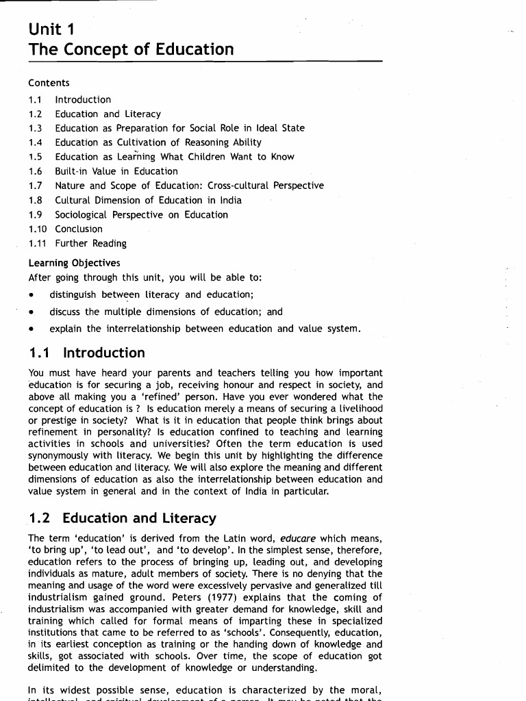 Concept of Education | Download Free PDF | Literacy | Sociology