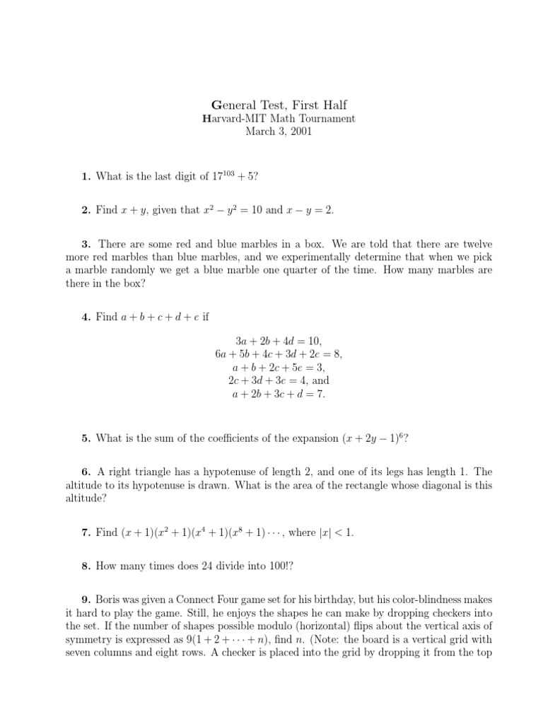 Math Challenge for Students | PDF