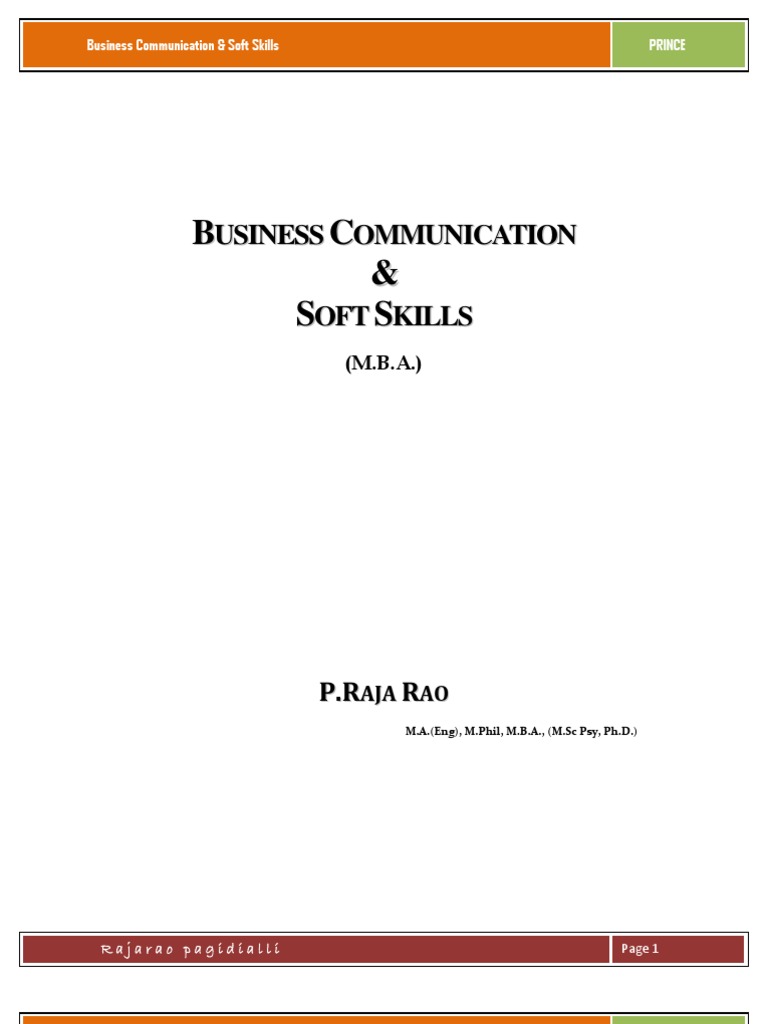 Business Communication & Soft Skills by Raja Rao Pagidipalli | PDF ...