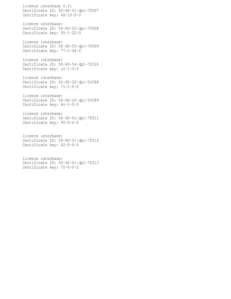 Interbase 6.x License Certificates | PDF | Computers