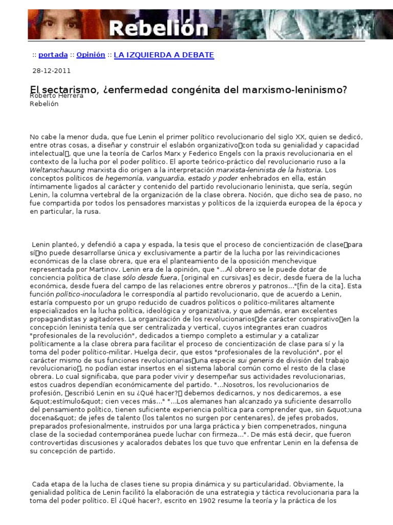 El Sectarismo | PDF | Vladimir Lenin | Karl Marx