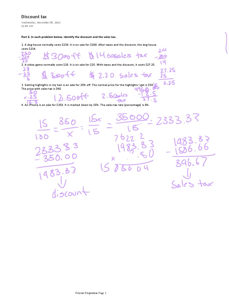 Sales Tax and Discount Calculations | PDF