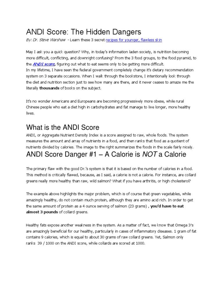 ANDI Score: The Hidden Dangers | PDF | Organic Foods | Nutrition