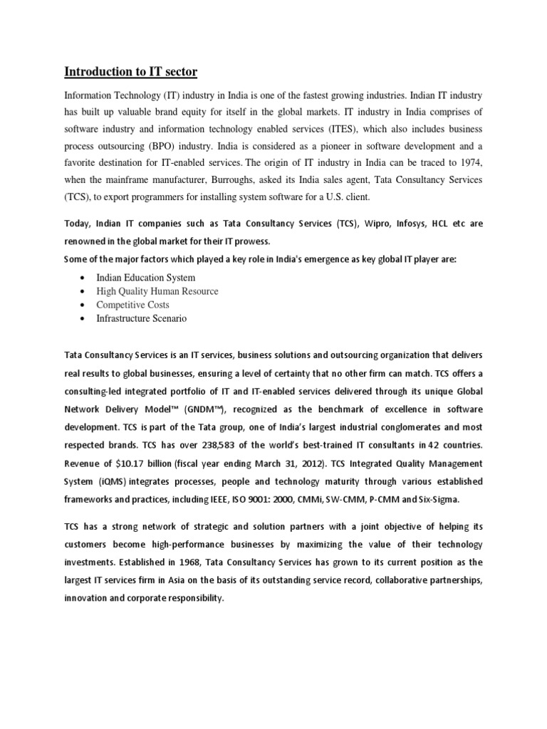 Introduction To IT Sector | PDF