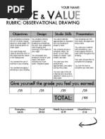 Still Life Drawing Rubric | PDF | Composition (Visual Arts) | Shadow
