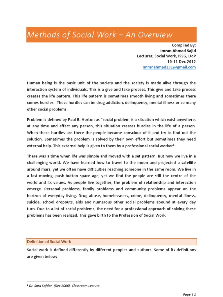 Overview of Social Work Methods | PDF | Social Work | Social Group