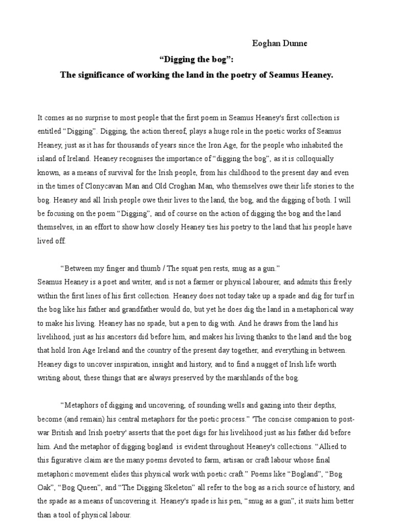 Heaney's Poetry: The Art of Digging | PDF | Ireland | Poetry