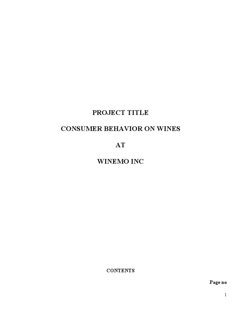 Project Title Consumer Behavior On Wines AT Winemo Inc: Page No | PDF ...