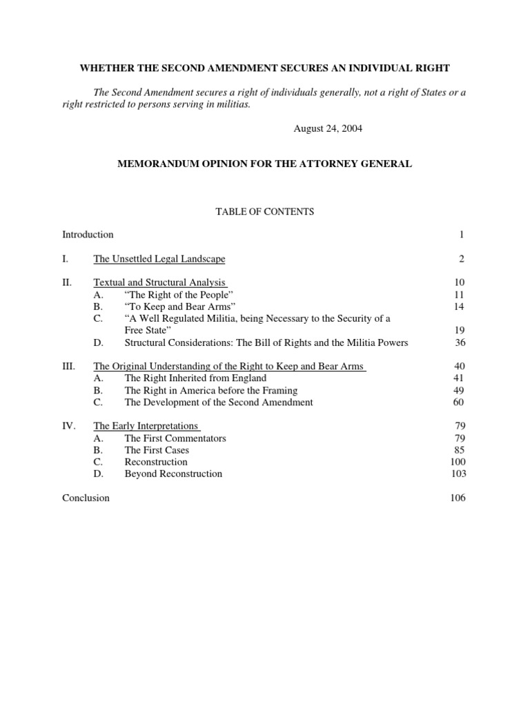 OLC Opinion 2nd Amendment | PDF | Second Amendment To The United States ...