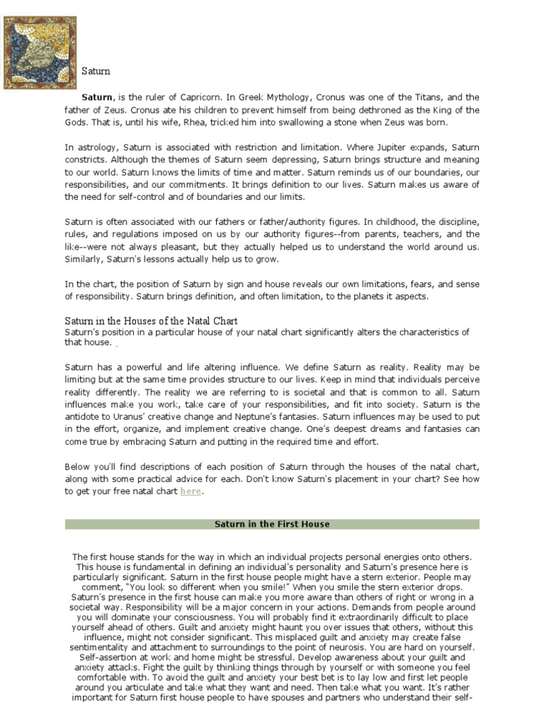 Saturn: Saturn, Is The Ruler of Capricorn. in Greek Mythology, Cronus ...