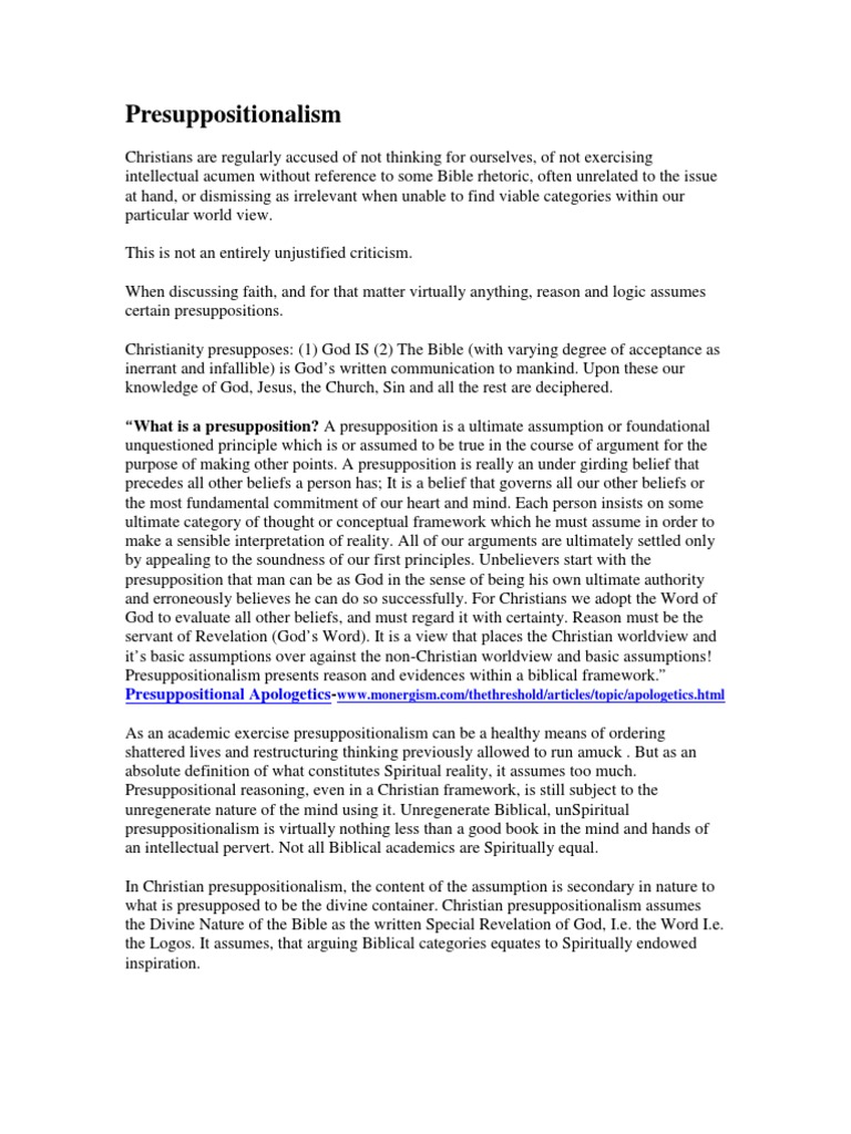 Presuppositionalism | PDF | Logos | God