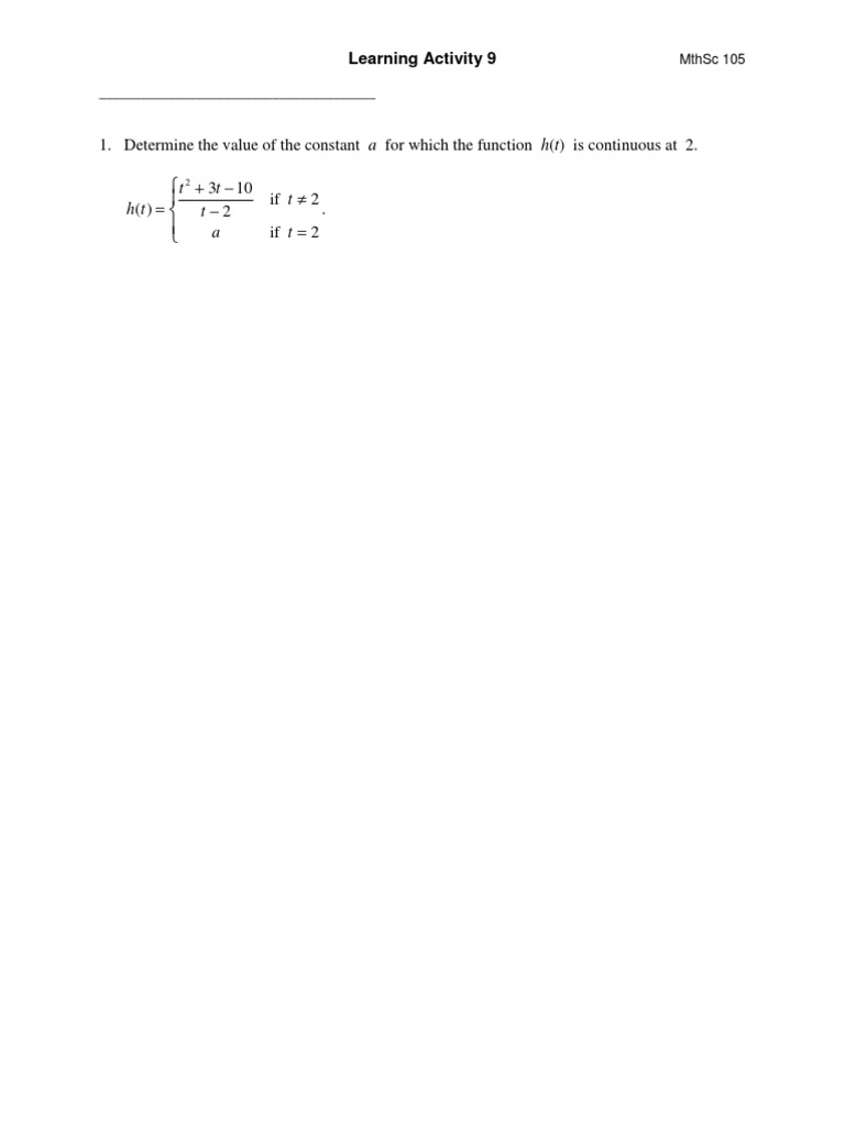 Continuity Exercises With Answers. | PDF | Continuous Function | Function (Mathematics)