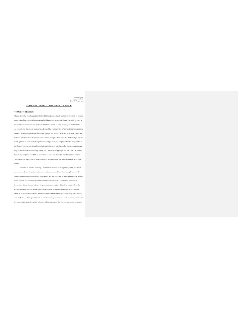 Ryan Copeland Science Term III Revised | PDF | Science Education | Planets