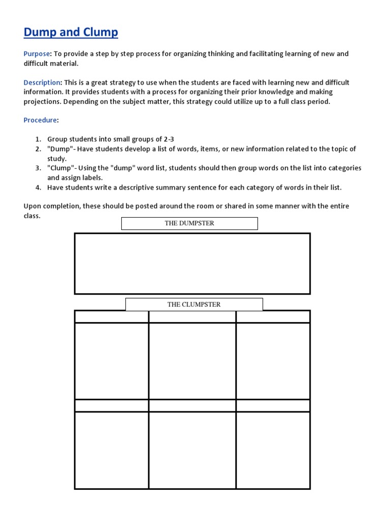 Dump and Clump | PDF