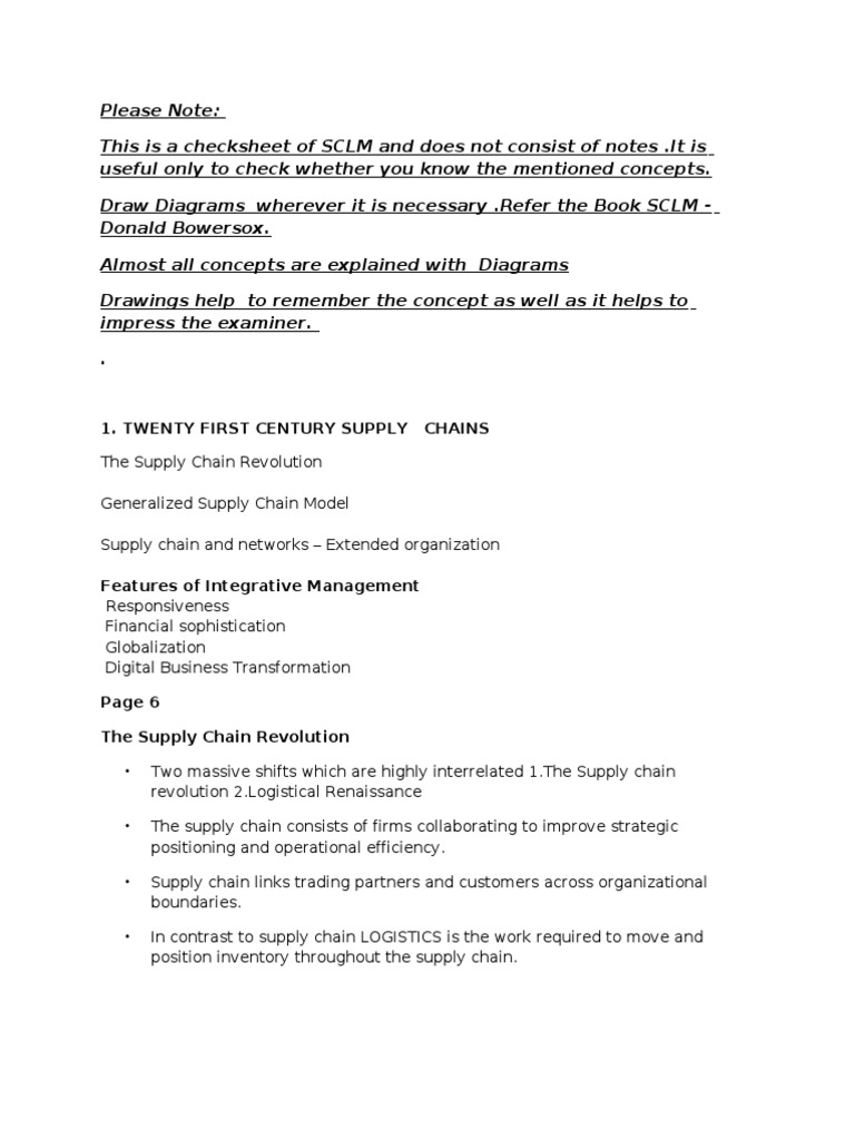 SCLM Checklist | PDF | Logistics | Supply Chain