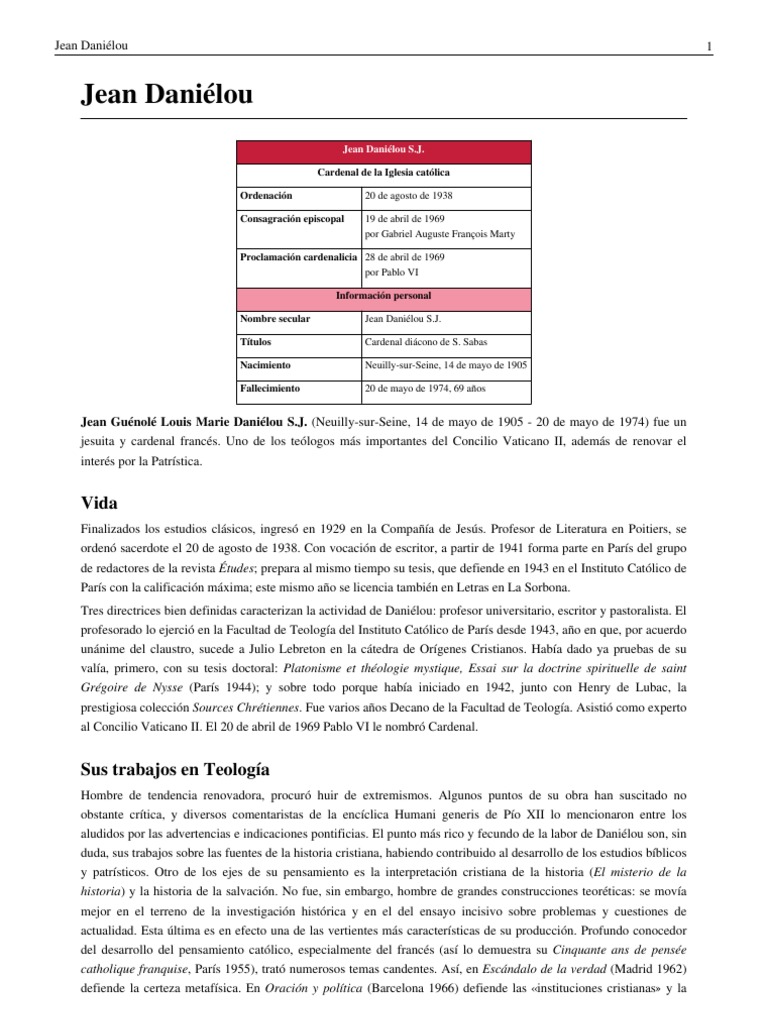 Jean Daniélou: Teólogo y Cardenal | PDF | Iglesia Católica | católico ...