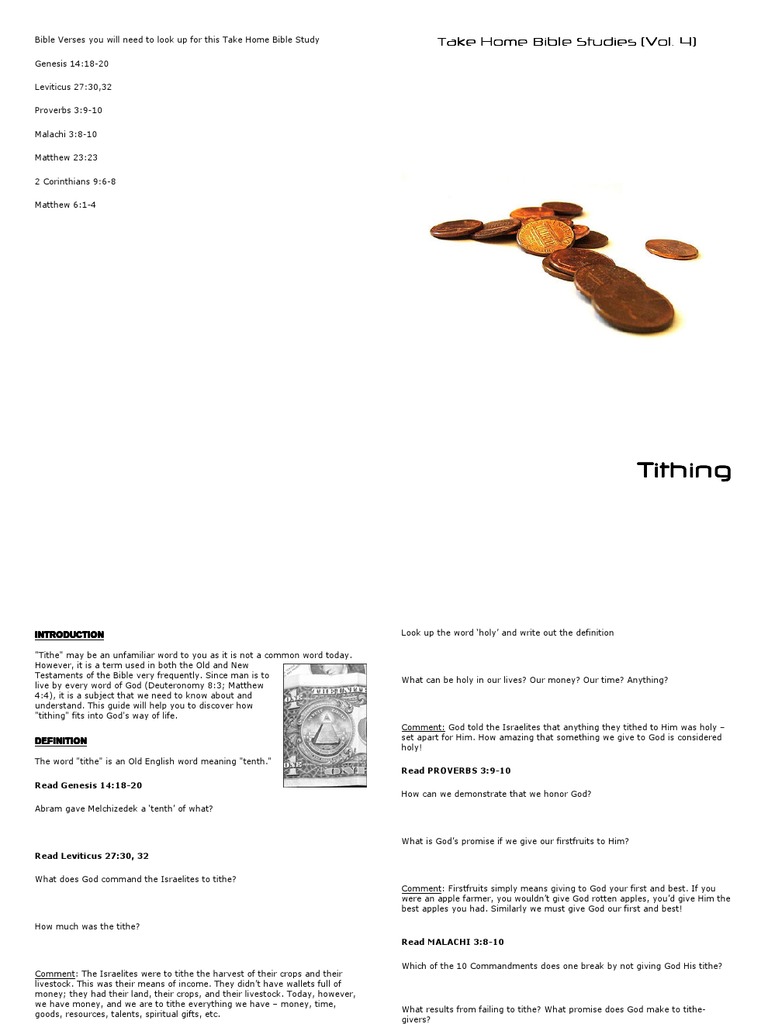Bible Study Guide: Understanding Tithing | PDF | Tithe | Book Of Malachi