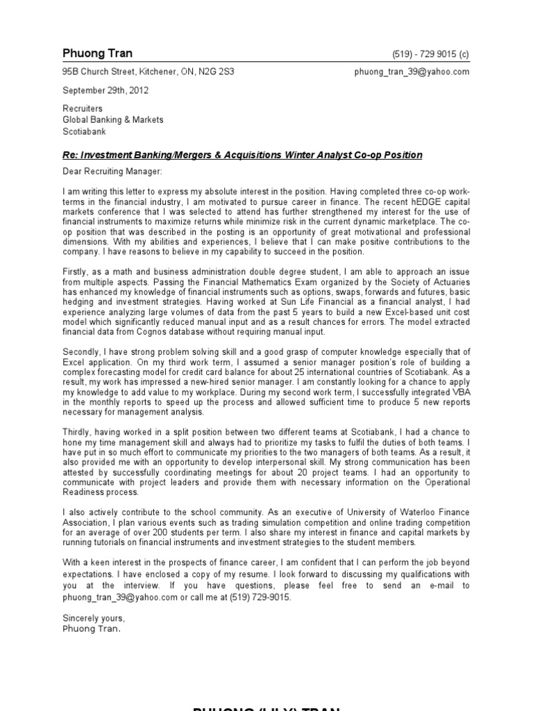 IB Scotia477BR Coverletter | PDF | Financial Analyst | Credit (Finance)