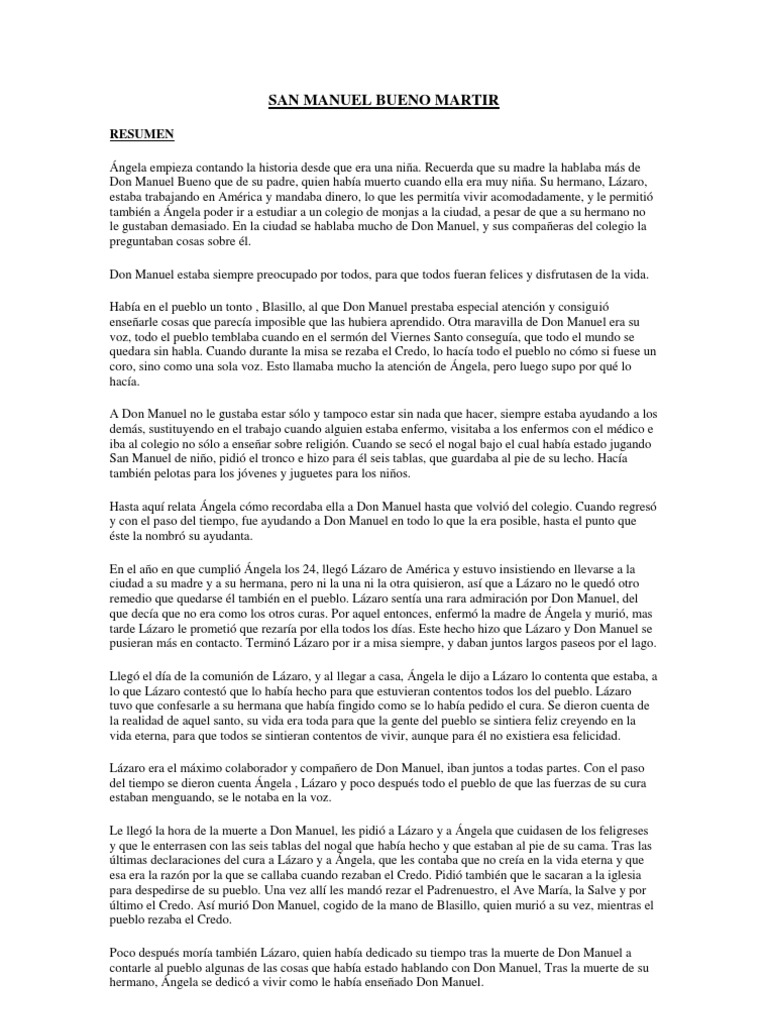 San Manuel Bueno, Martir. Miguel de Unamuno | PDF