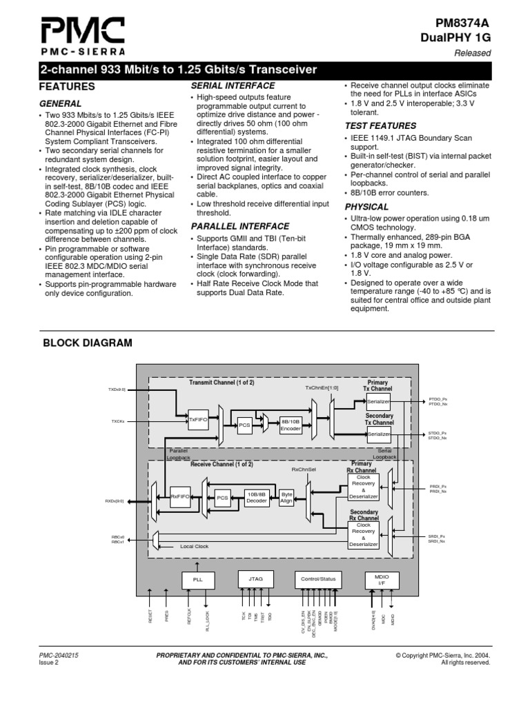 PM8374A | PDF | Physical Layer Protocols | Electronics