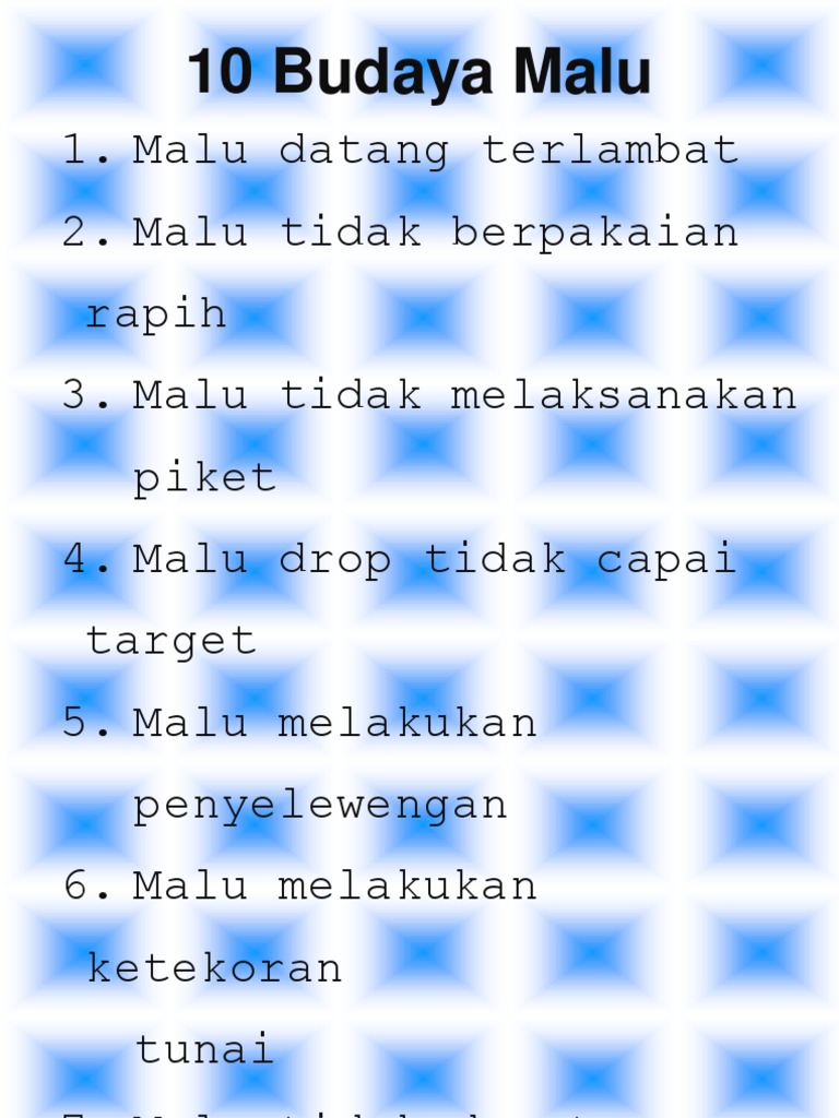 10 Budaya Malu | PDF