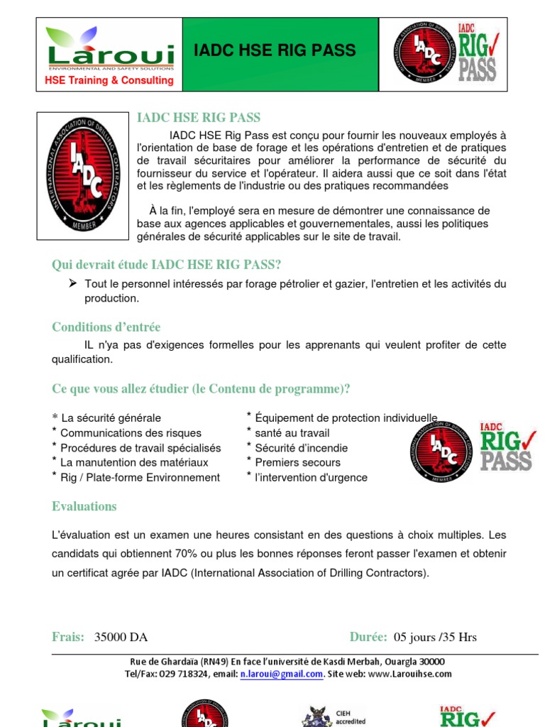 Iadc Hse Rig Pass | PDF