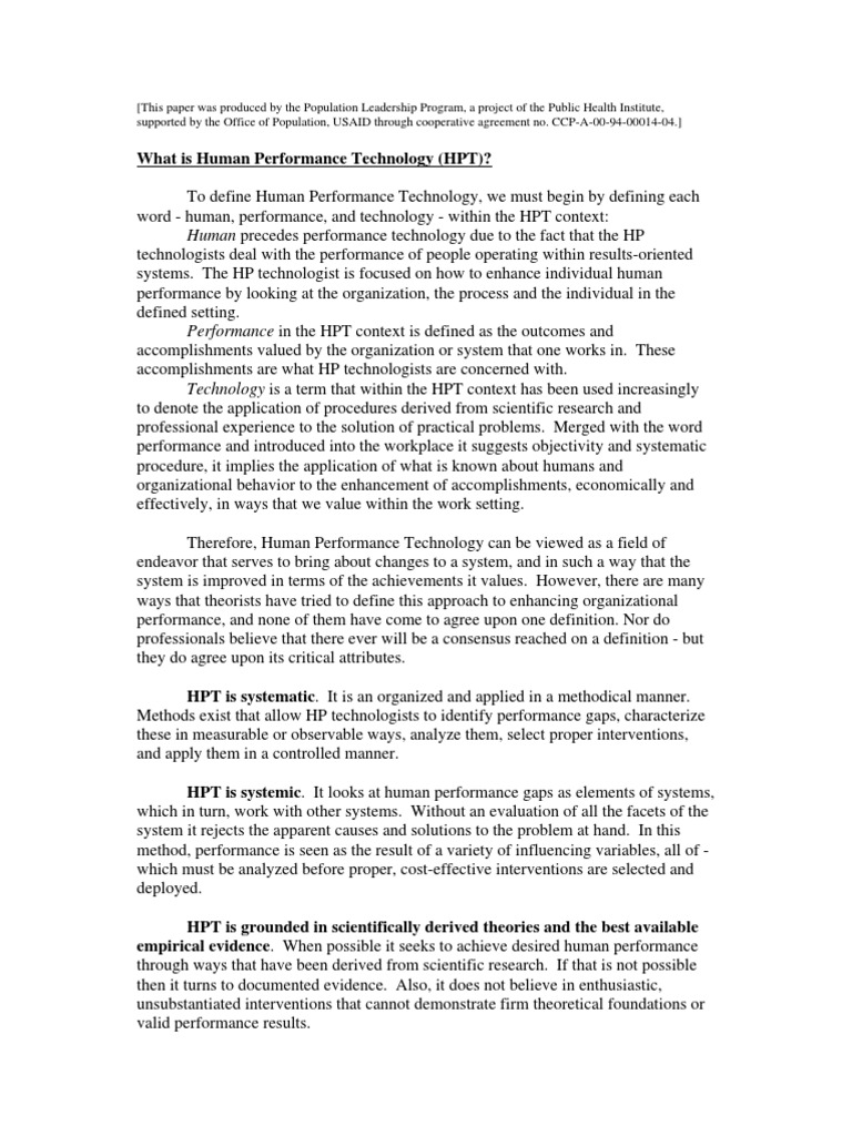 Human Performance Technology | PDF | System | Intelligence Analysis