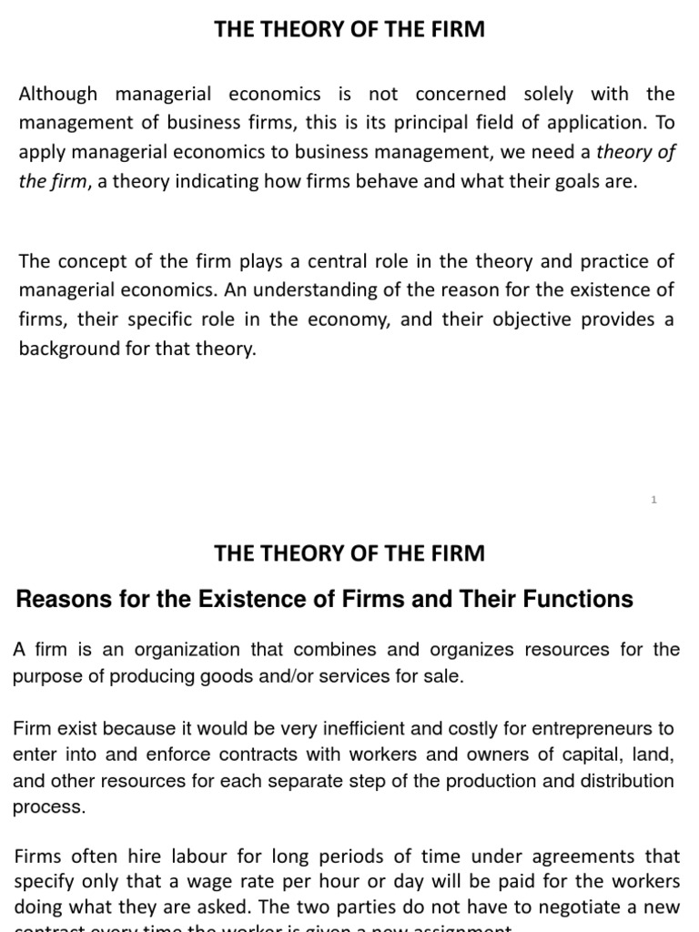 Theory of the Firm in Managerial Economics | PDF | Profit (Economics ...