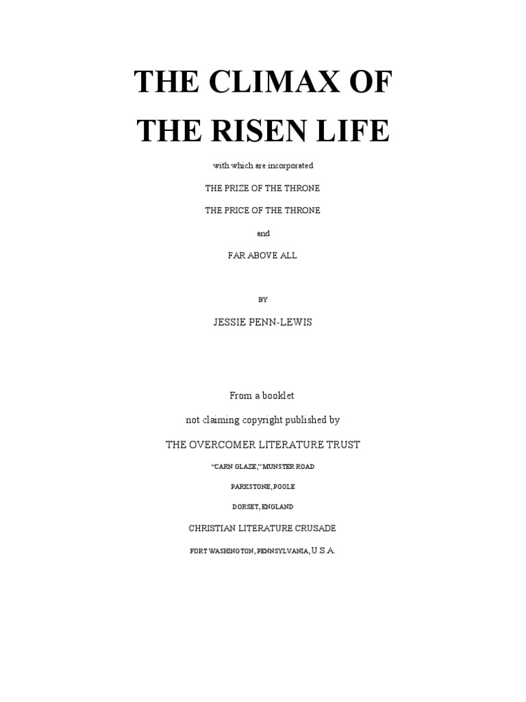 The Climax of The Risen Life by Jesse Pen-Lewis | PDF | Lamb Of God | Jesus